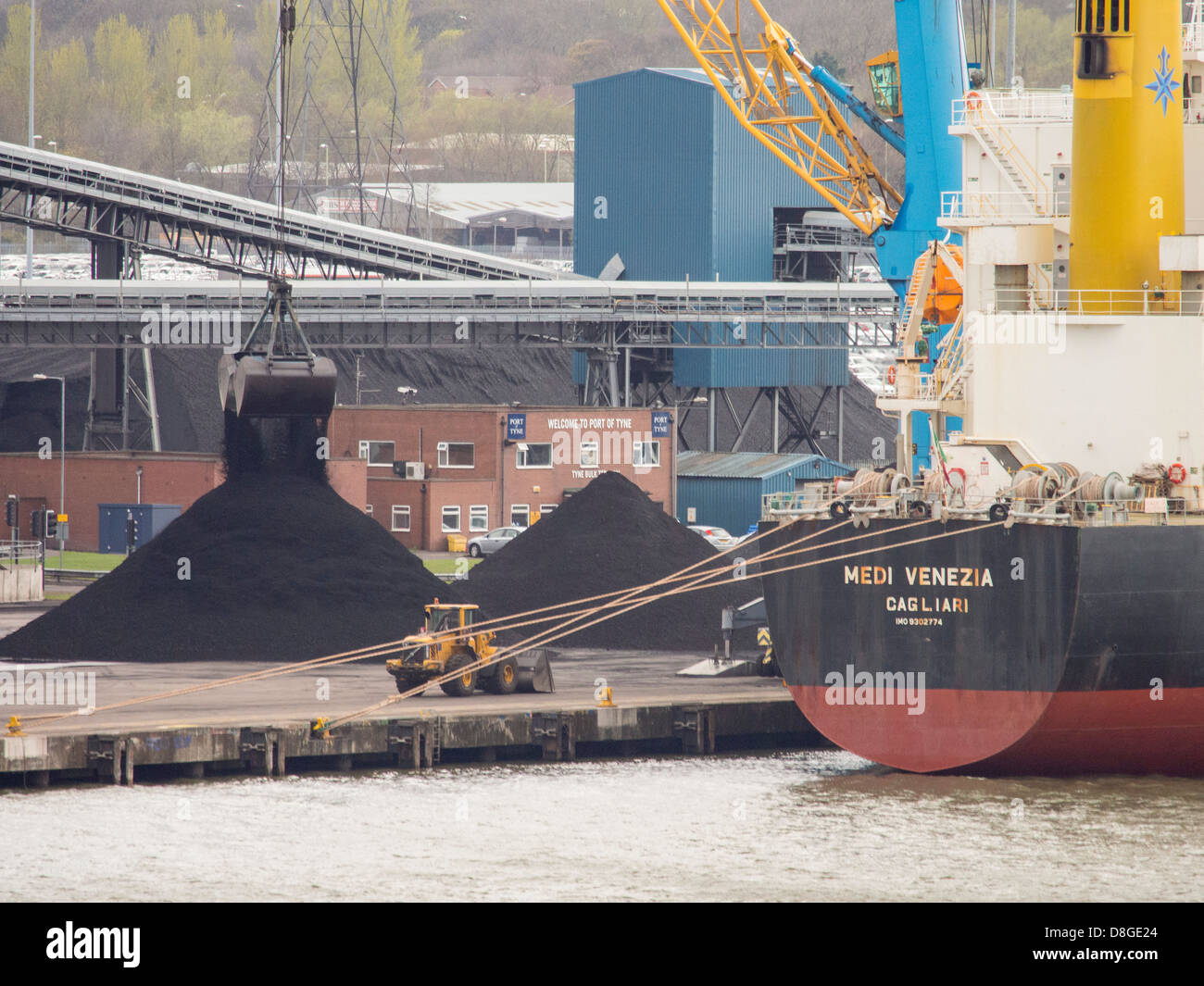 Coal being unloaded at the Port of Tyne at North Shields near Newcastle ...