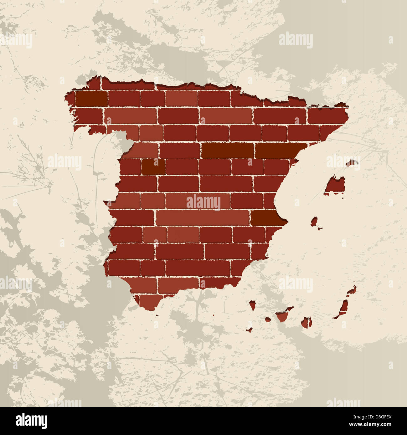 Spain wall map Stock Photo - Alamy