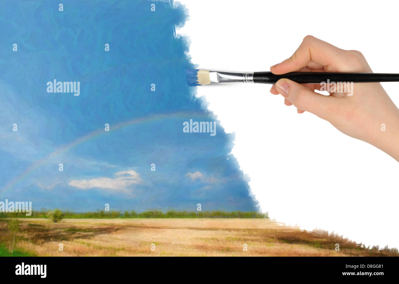 Abstract hand painted landscape hi-res stock photography and images - Alamy