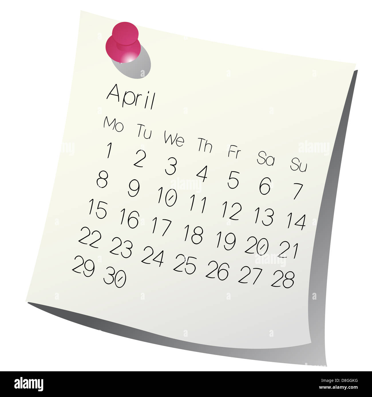 2013 April calendar Stock Photo - Alamy