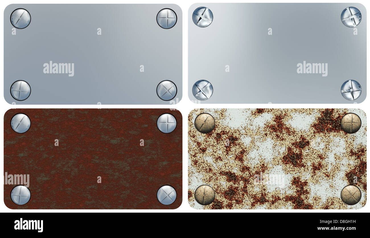 Set of iron labels Stock Photo - Alamy