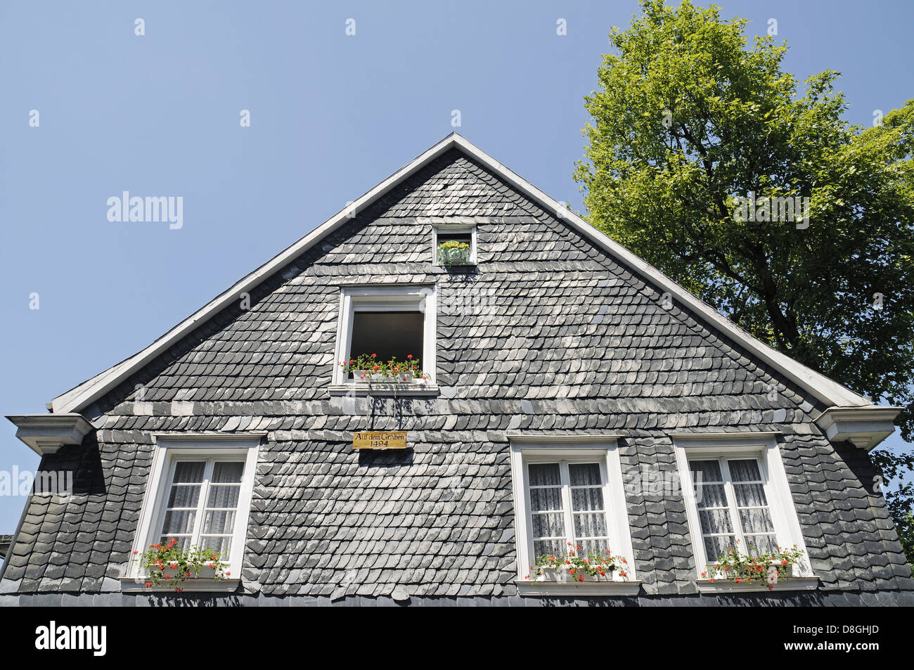 Old town with historical slate houses hi-res stock photography and ...