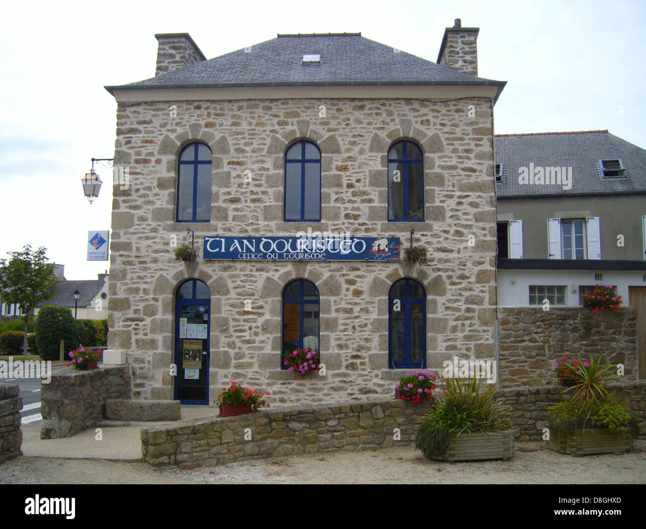 An old stone house, showing the architectural design and weathered ...