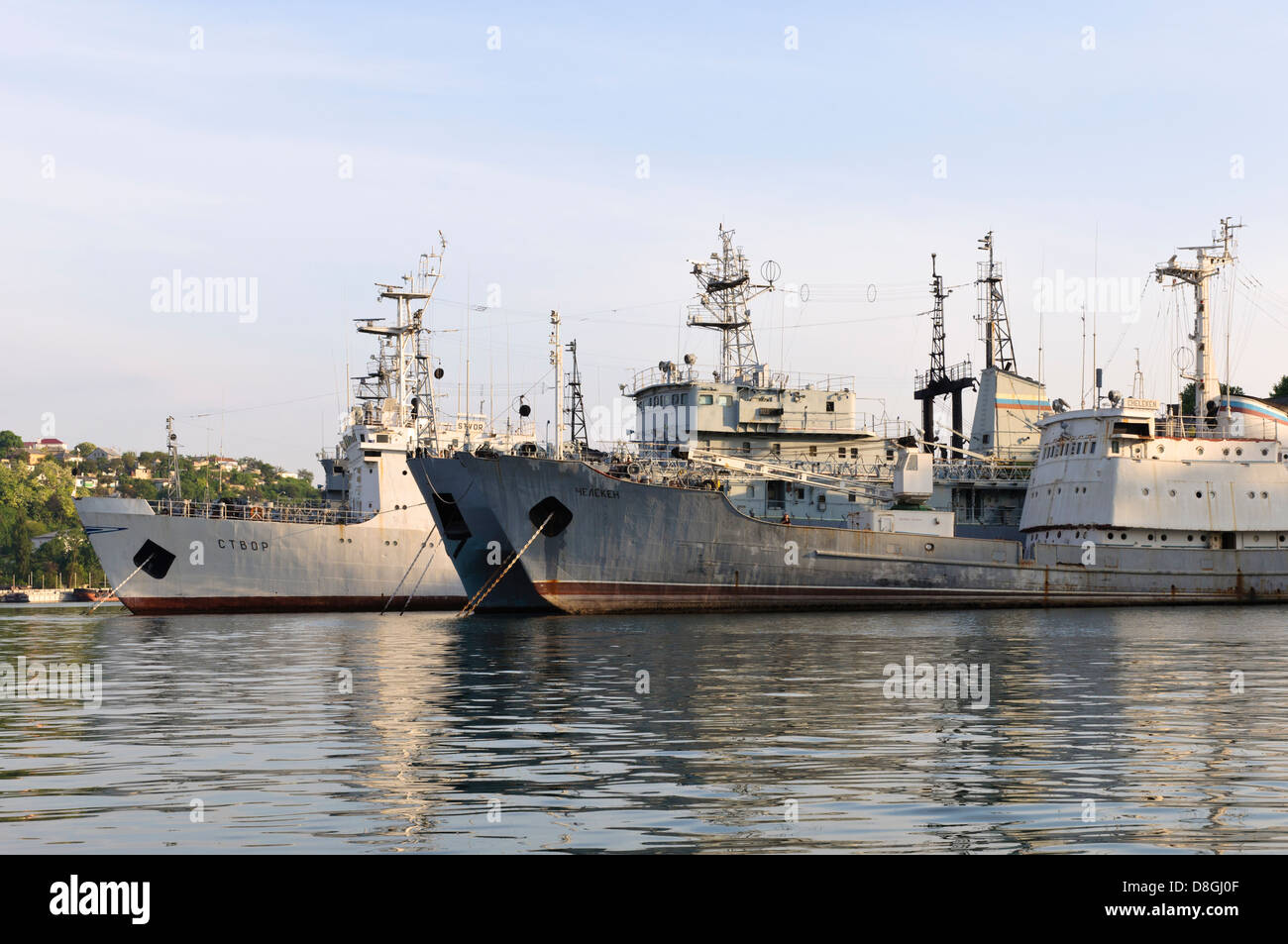 Boats of the Russian fleet at Sevastopol harbour, Crimea, Ukraine Stock ...