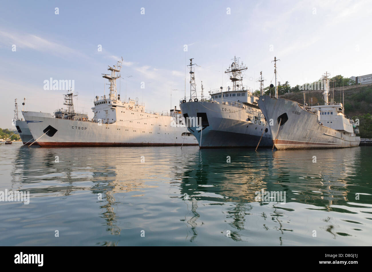 Boats of the Russian fleet at Sevastopol harbour, Crimea, Ukraine Stock ...