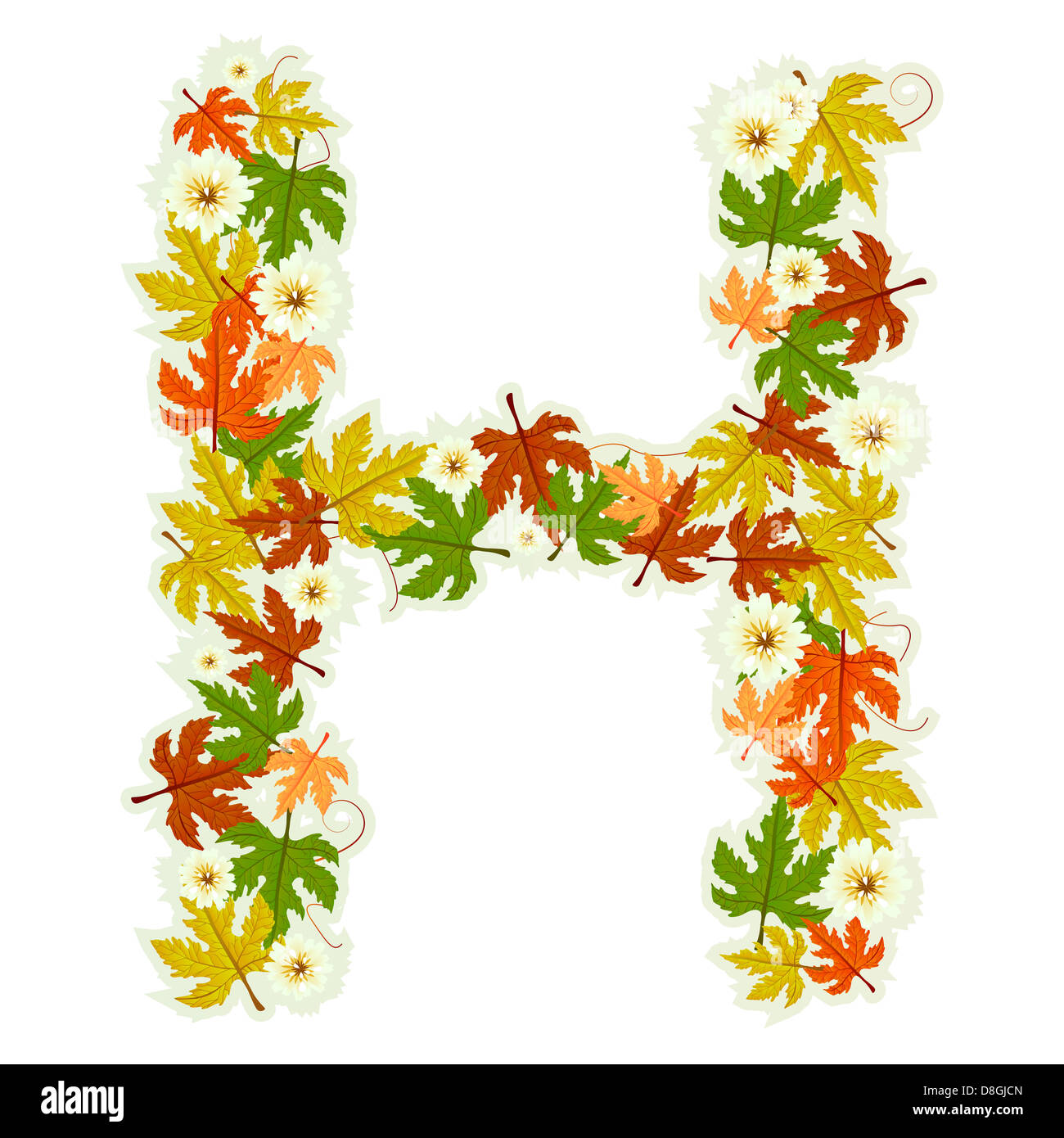 Pattern floral letter H Stock Photo - Alamy
