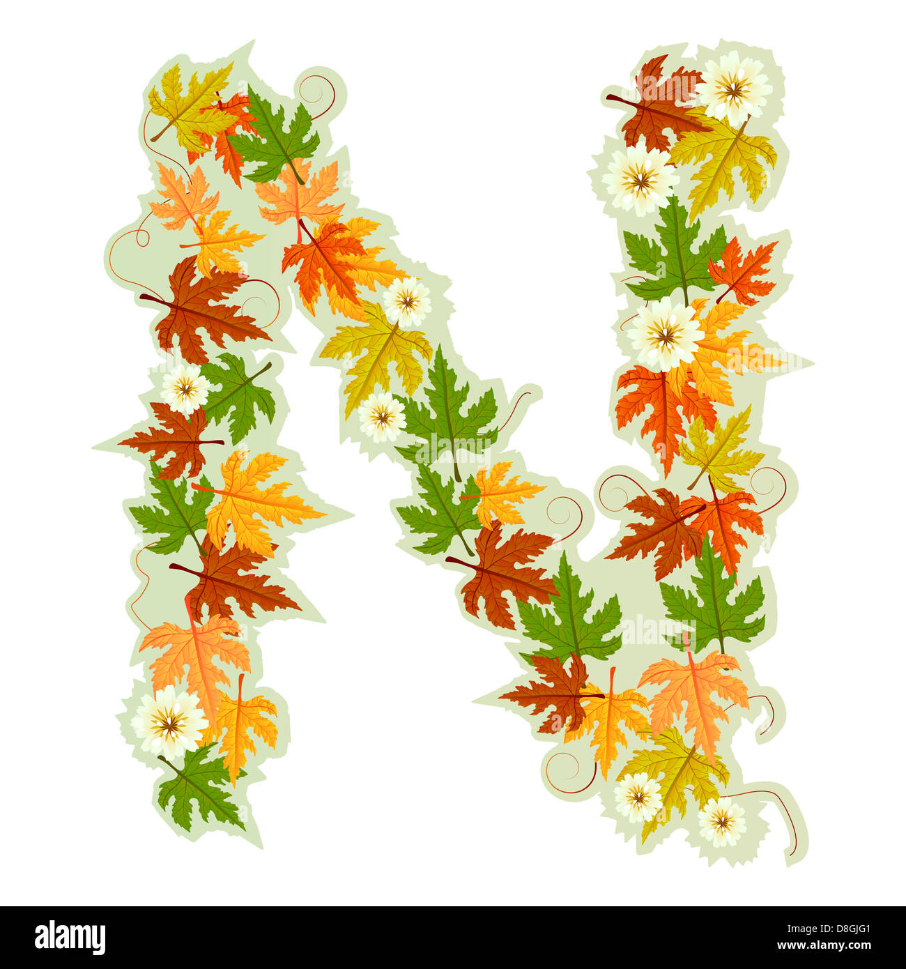 Pattern floral letter N Stock Photo - Alamy