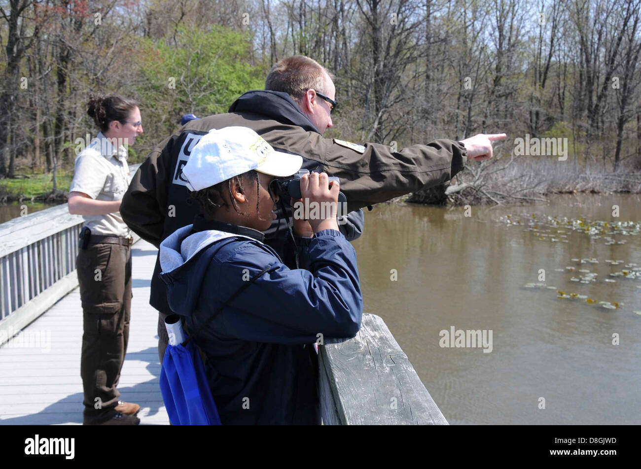 A group of people stand birdwatching Stock Photo - Alamy