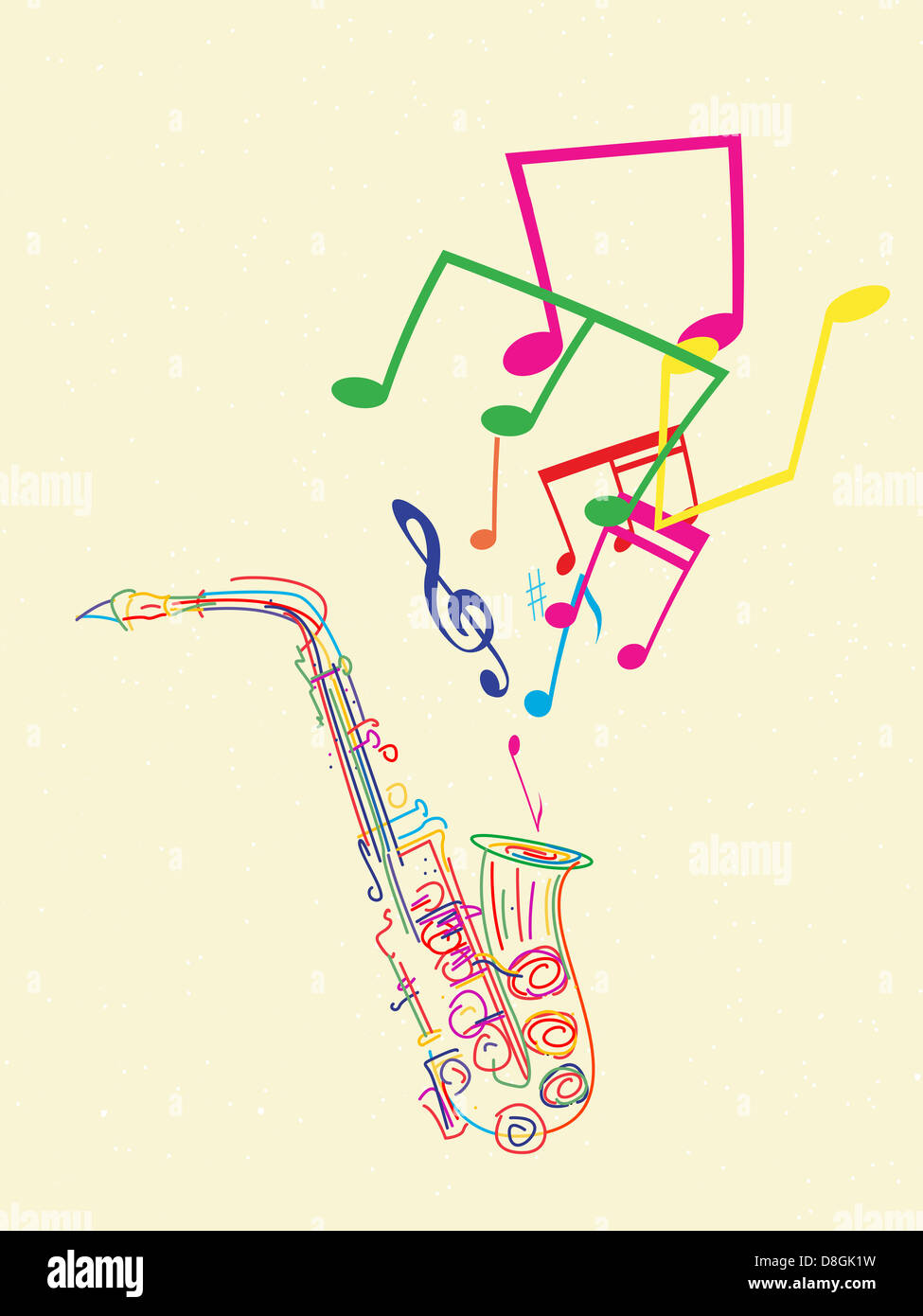 Saxophone with musical notes Stock Photo - Alamy