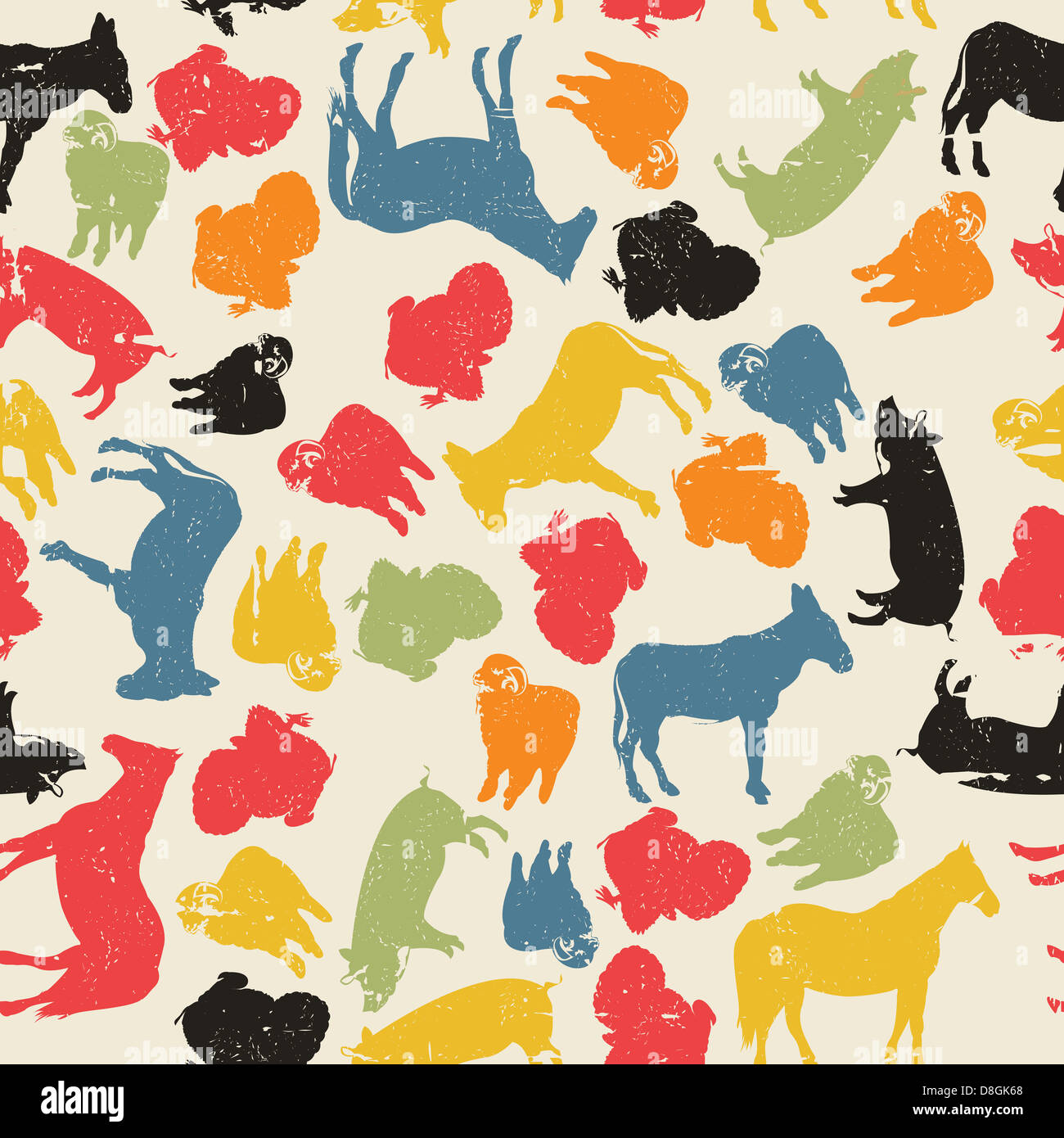 Farm animals seamless pattern Stock Photo - Alamy