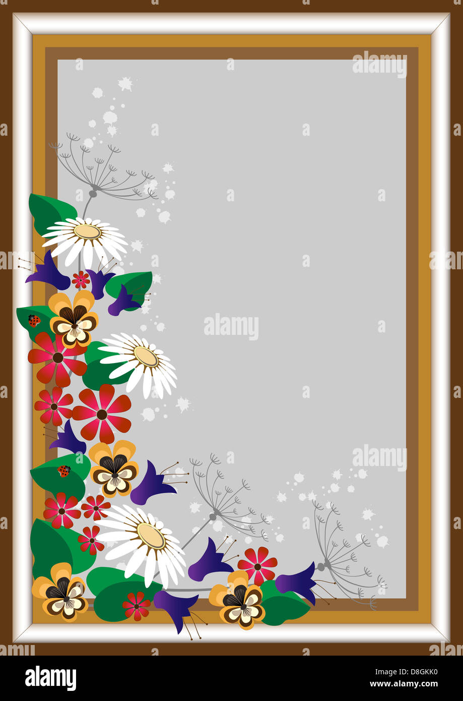 Frame with corner of the wild flowers Stock Photo - Alamy