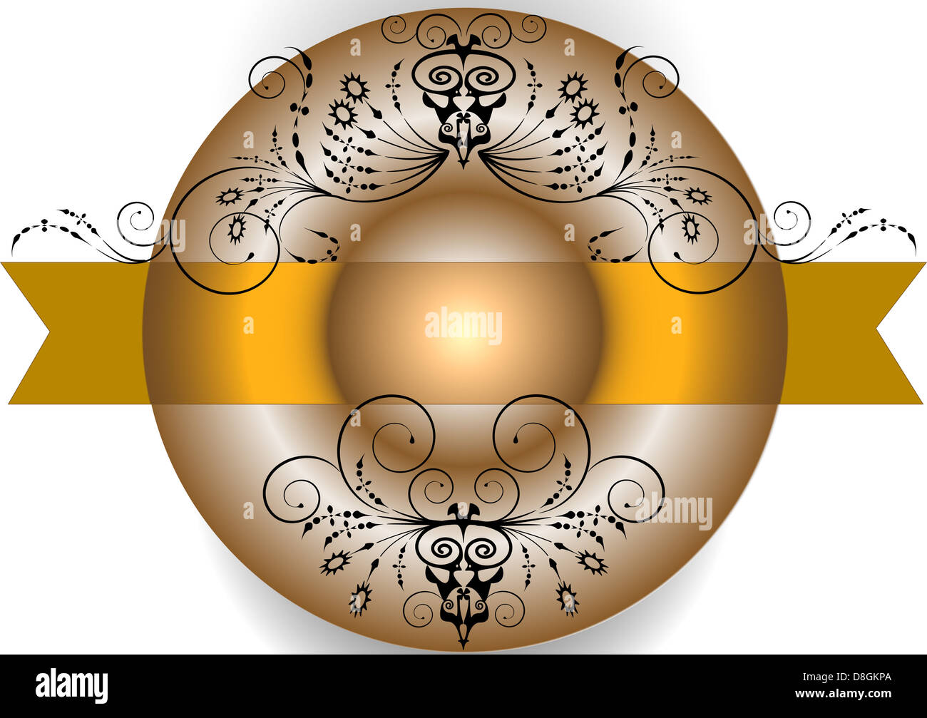 Round banner with ribbon and ornament Stock Photo - Alamy