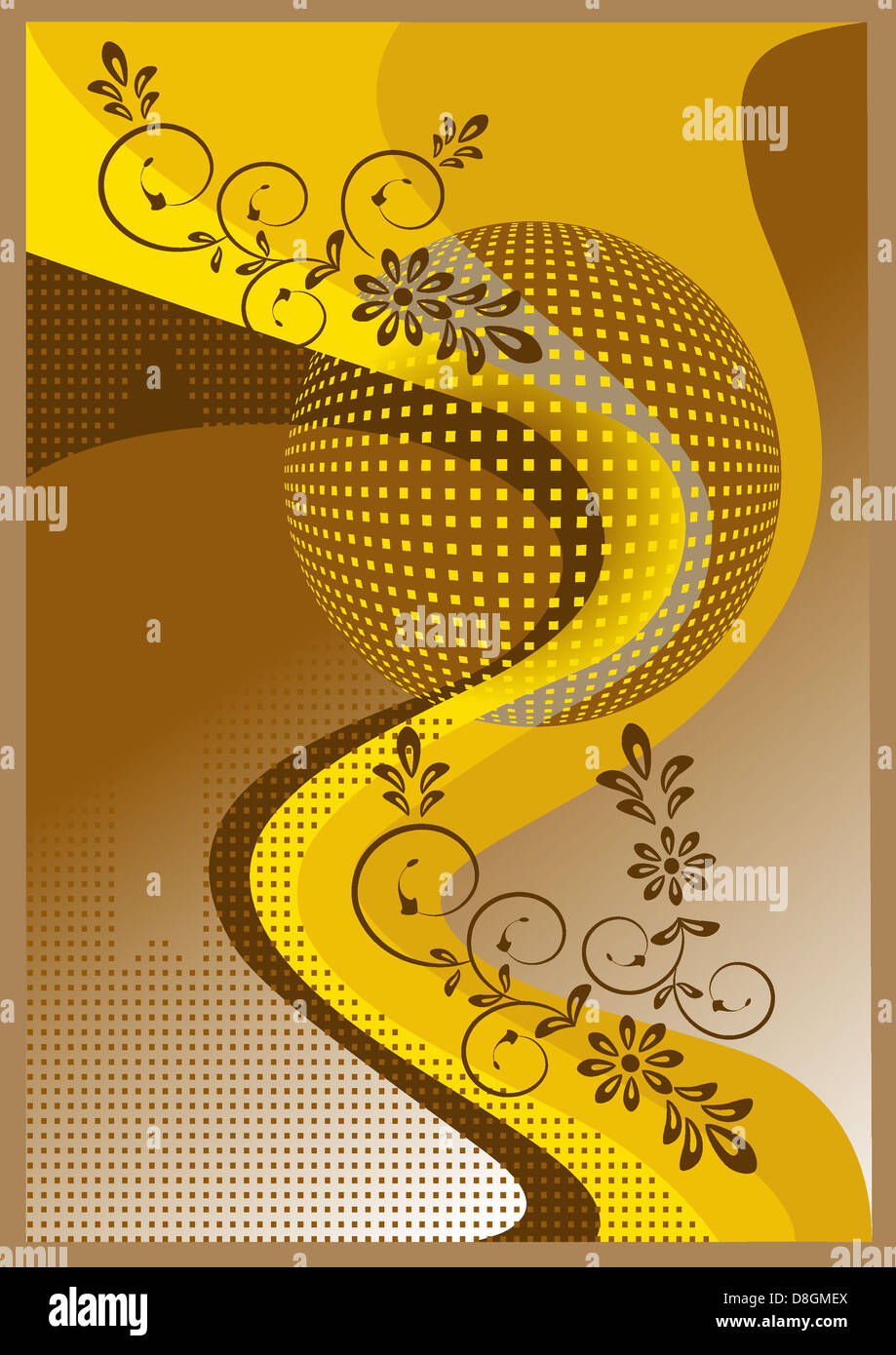 Yellow banner with the flowers Stock Photo - Alamy