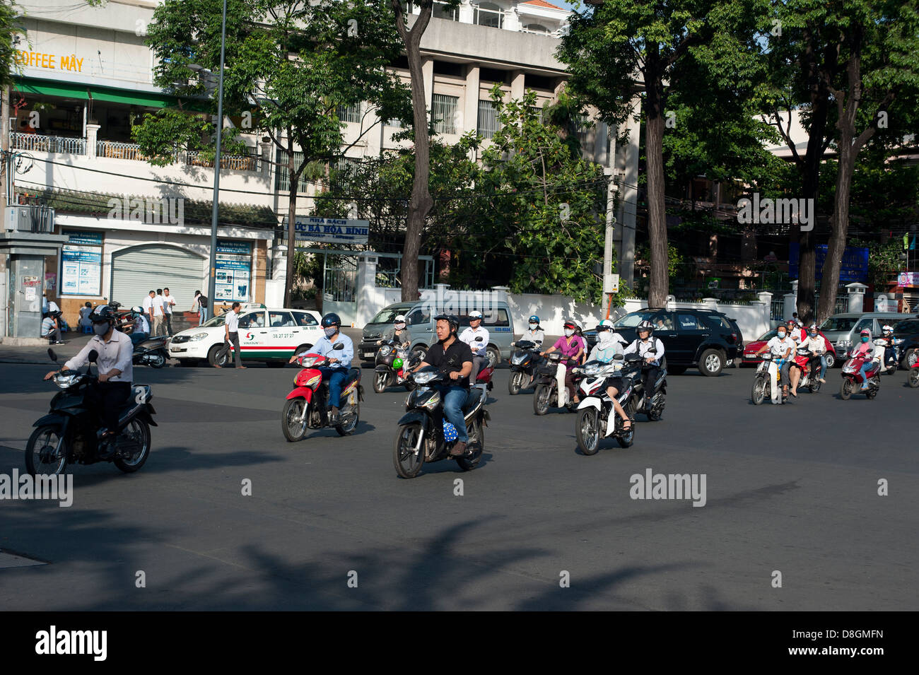 Motorcycle traffic, central Ho Chi Minh, Saigon, Vietnam, south east ...