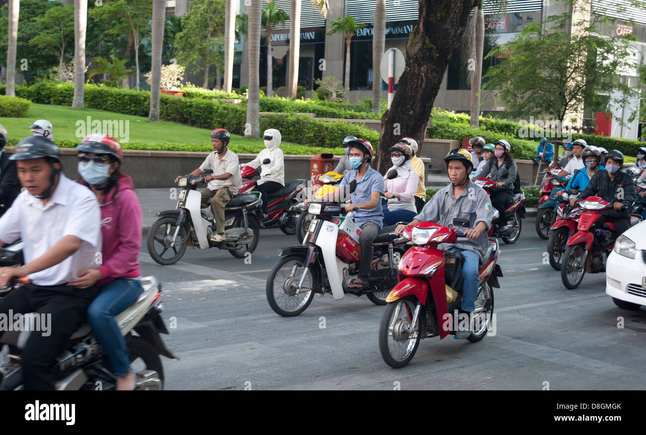 Motorcycle traffic, central Ho Chi Minh, Saigon, Vietnam, south east ...
