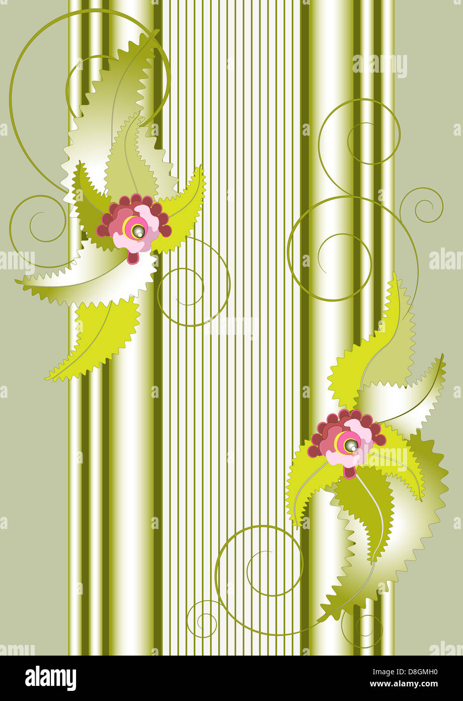 Banner with flowers and column Stock Photo - Alamy