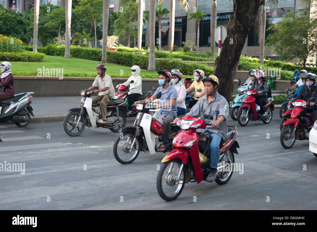 Motorcycle traffic, central Ho Chi Minh, Saigon, Vietnam, south east ...