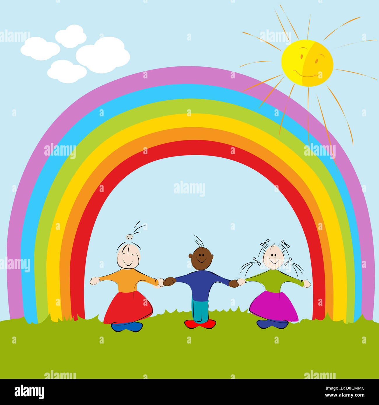 Rainbow Sky With Kids Stock Photos & Rainbow Sky With Kids Stock Images ...