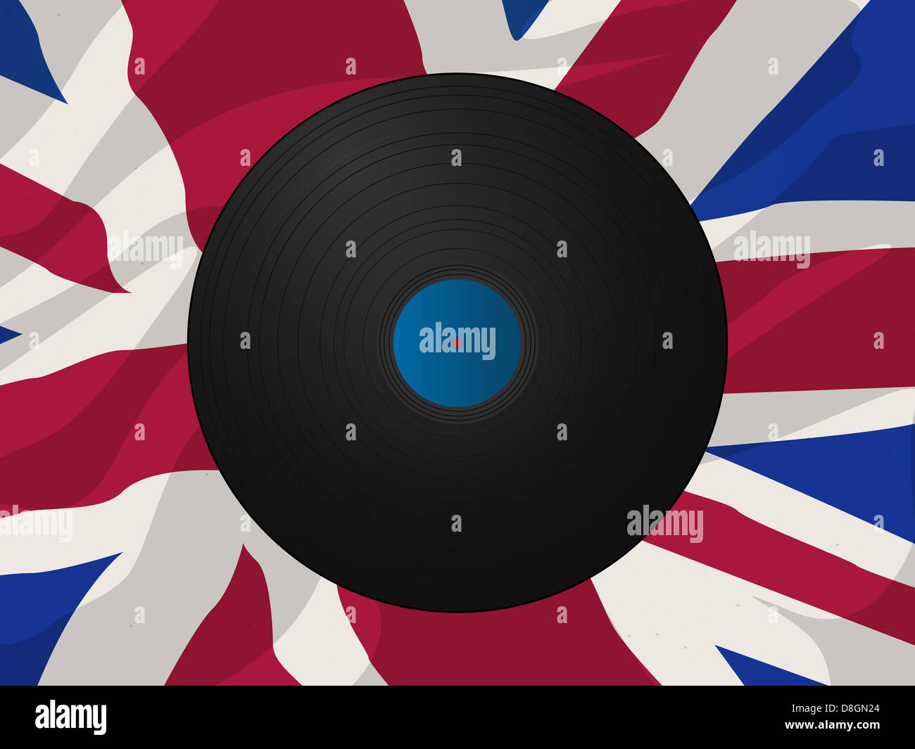 Vintage vinyl disk and Union Jack Stock Photo - Alamy