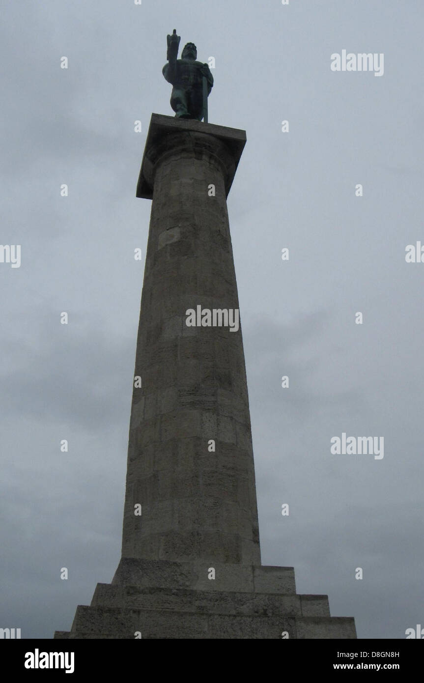 A large statue stands in Belgrade’s Kalemegdan Park, overlooking the ...