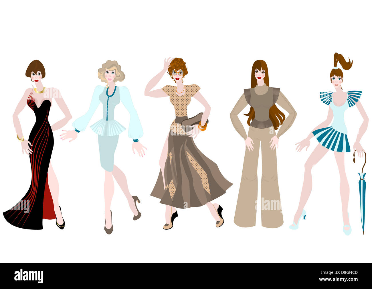 Beautiful girls in different clothing style Stock Photo - Alamy