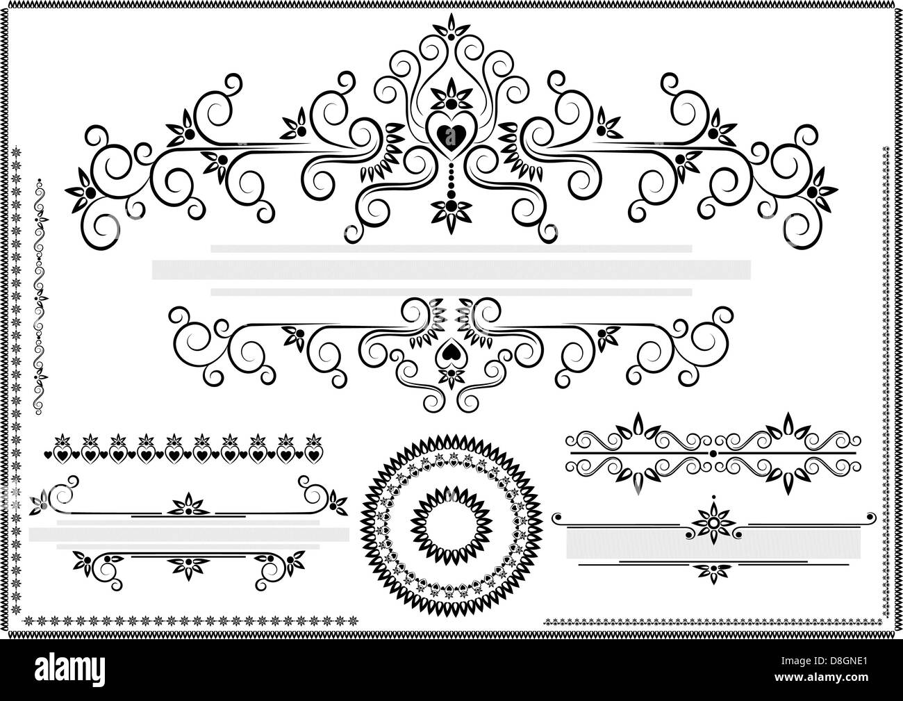 Black ornament border on a white background Stock Photo - Alamy