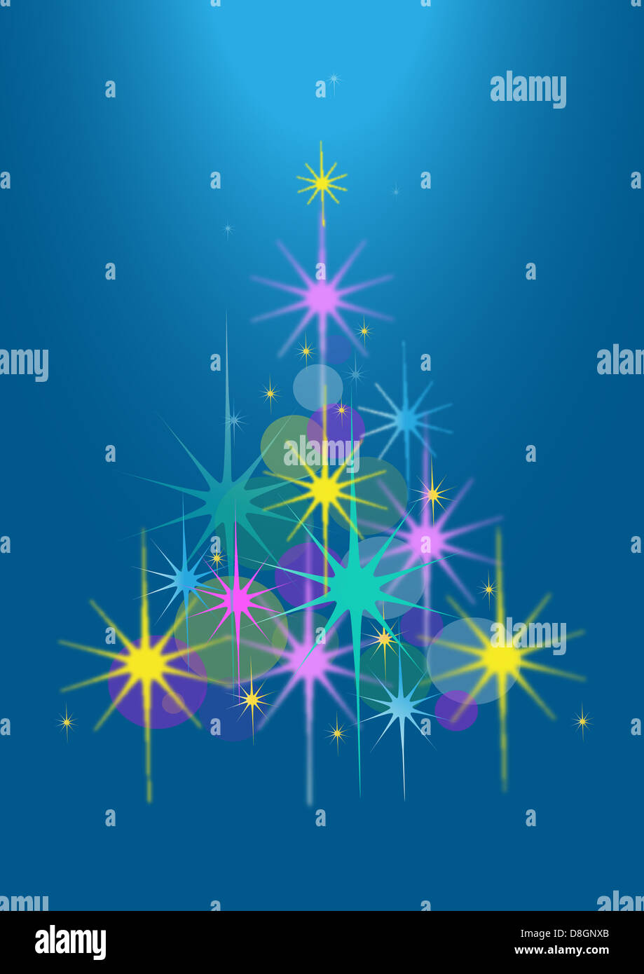 Abstract Christmas tree of stars Stock Photo - Alamy