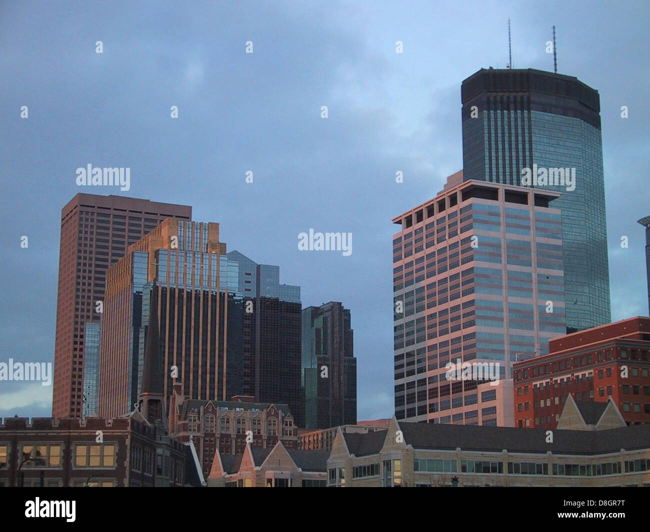 This image captures the buildings in the Minneapolis skyline ...