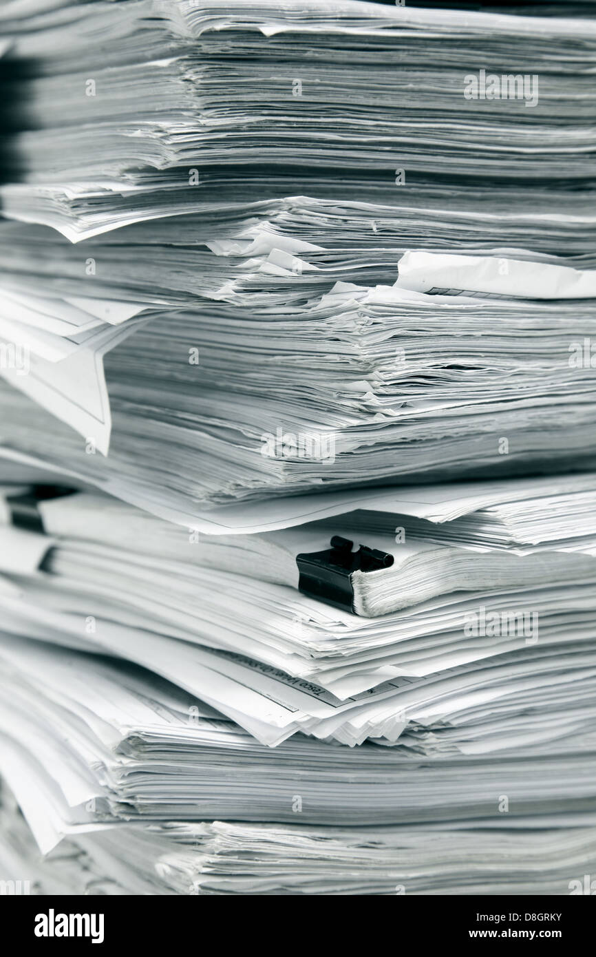 close up stack of white paper on white background Stock Photo - Alamy