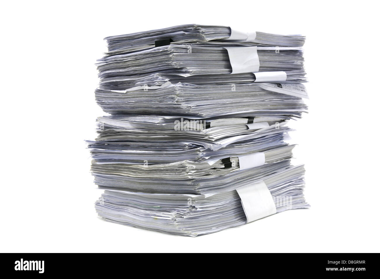 close up stack of paper on white background Stock Photo - Alamy