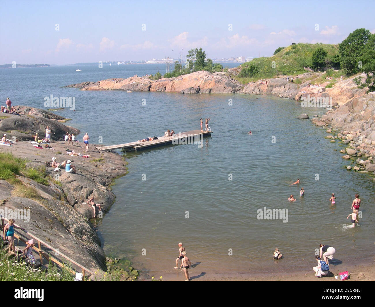 Busy swiming bathing beach Stock Photo - Alamy