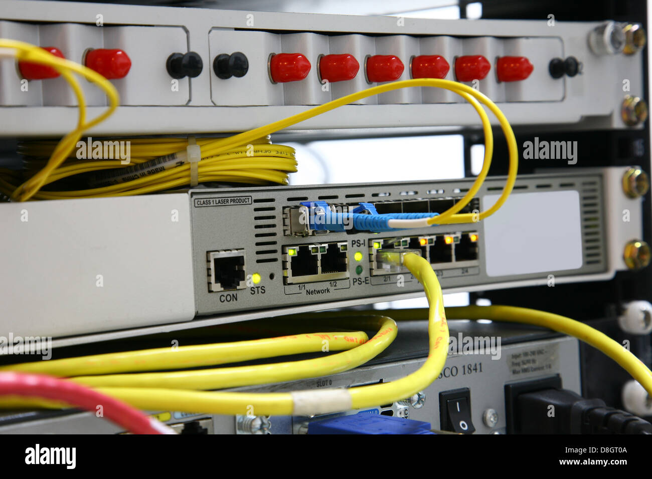 close up network switch and patch cables Stock Photo - Alamy