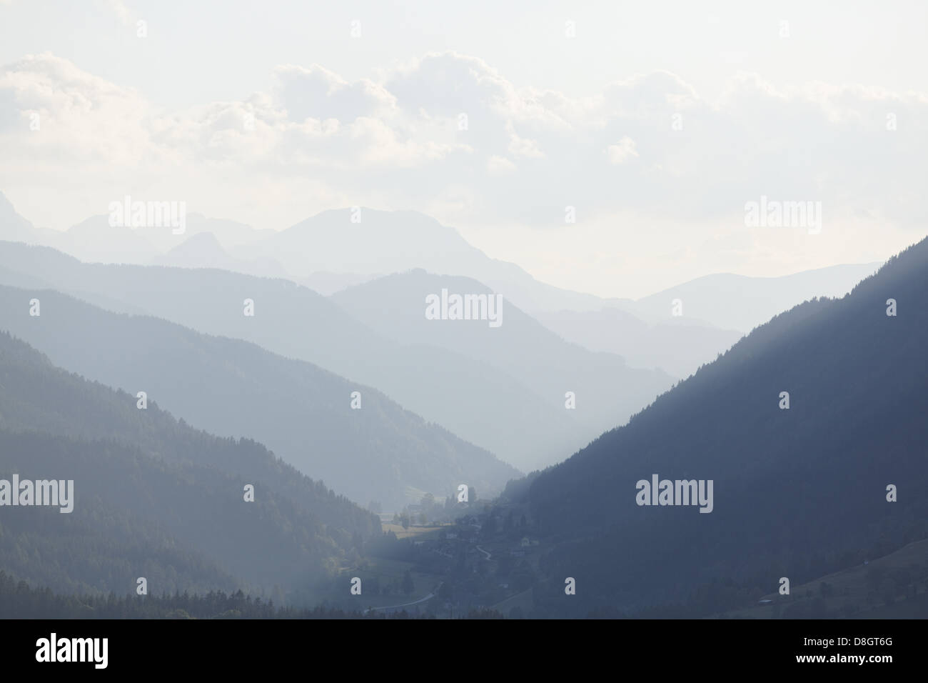 Austria, Carinthia, View from Schaidasattel, distant mountains ...