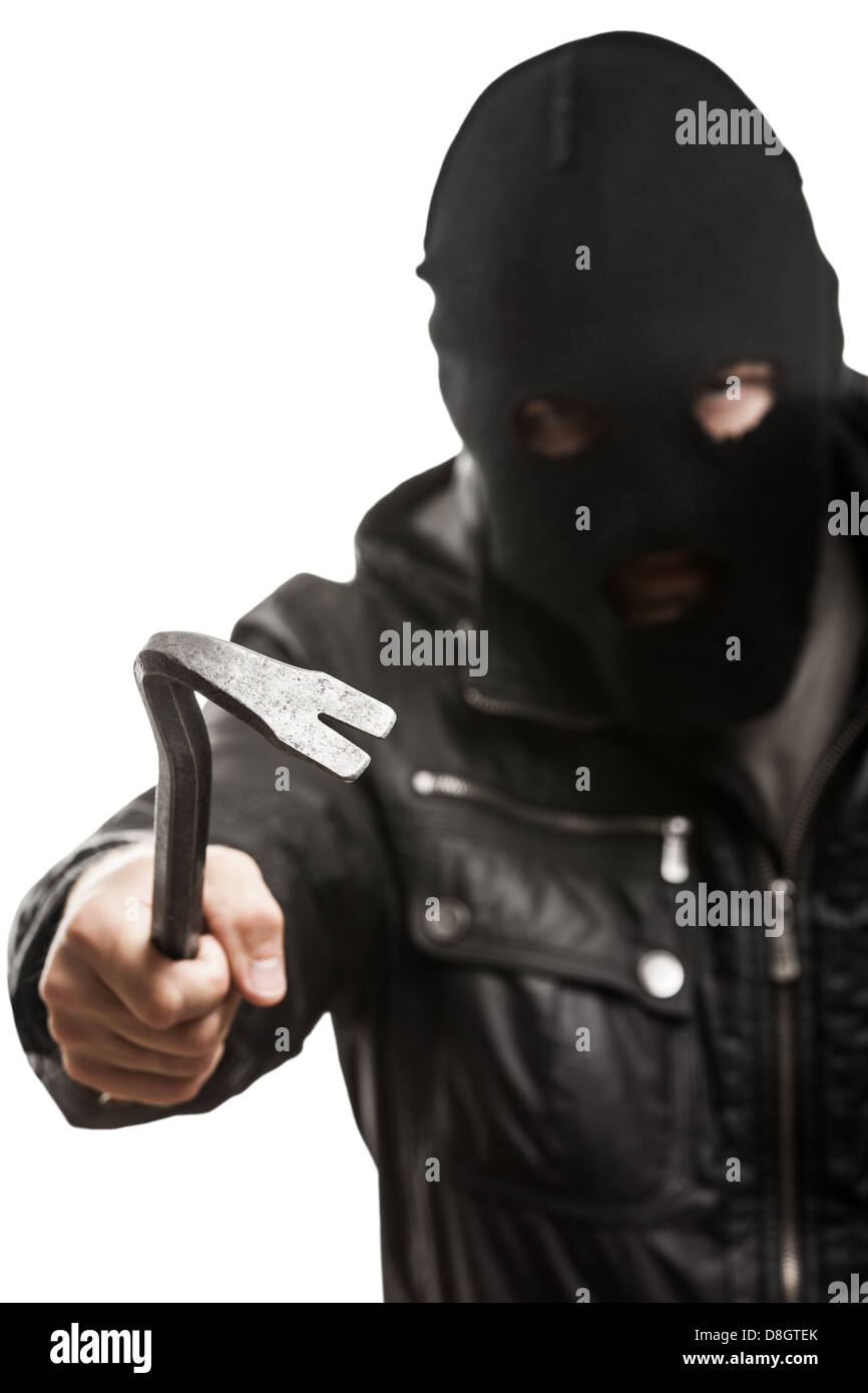 Burglar hand holding crowbar hi-res stock photography and images - Alamy