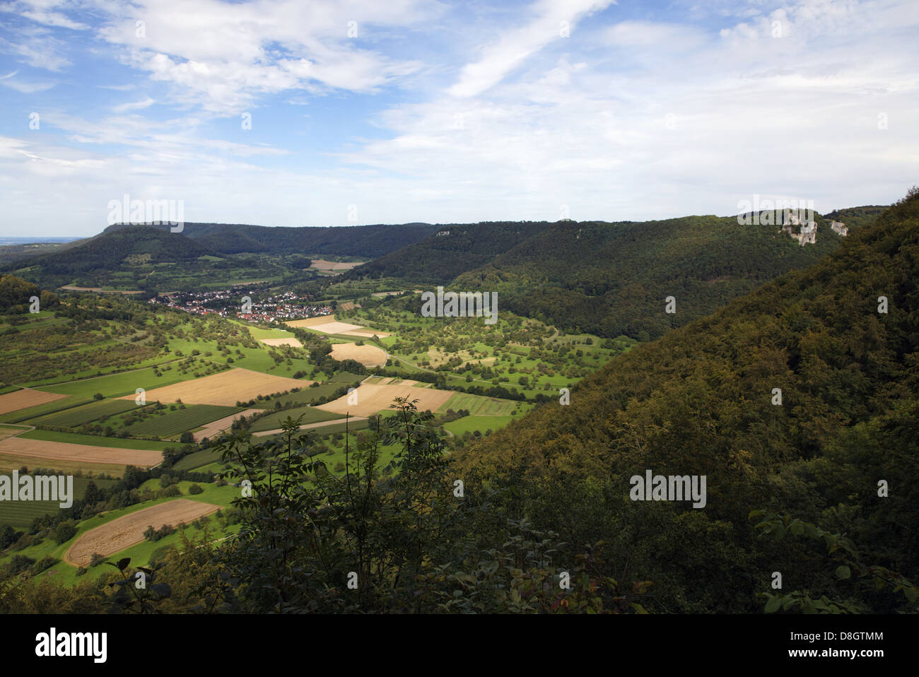 Germany, Baden-Württemberg, Swabian Alb plateau; view of the Hindenburg ...