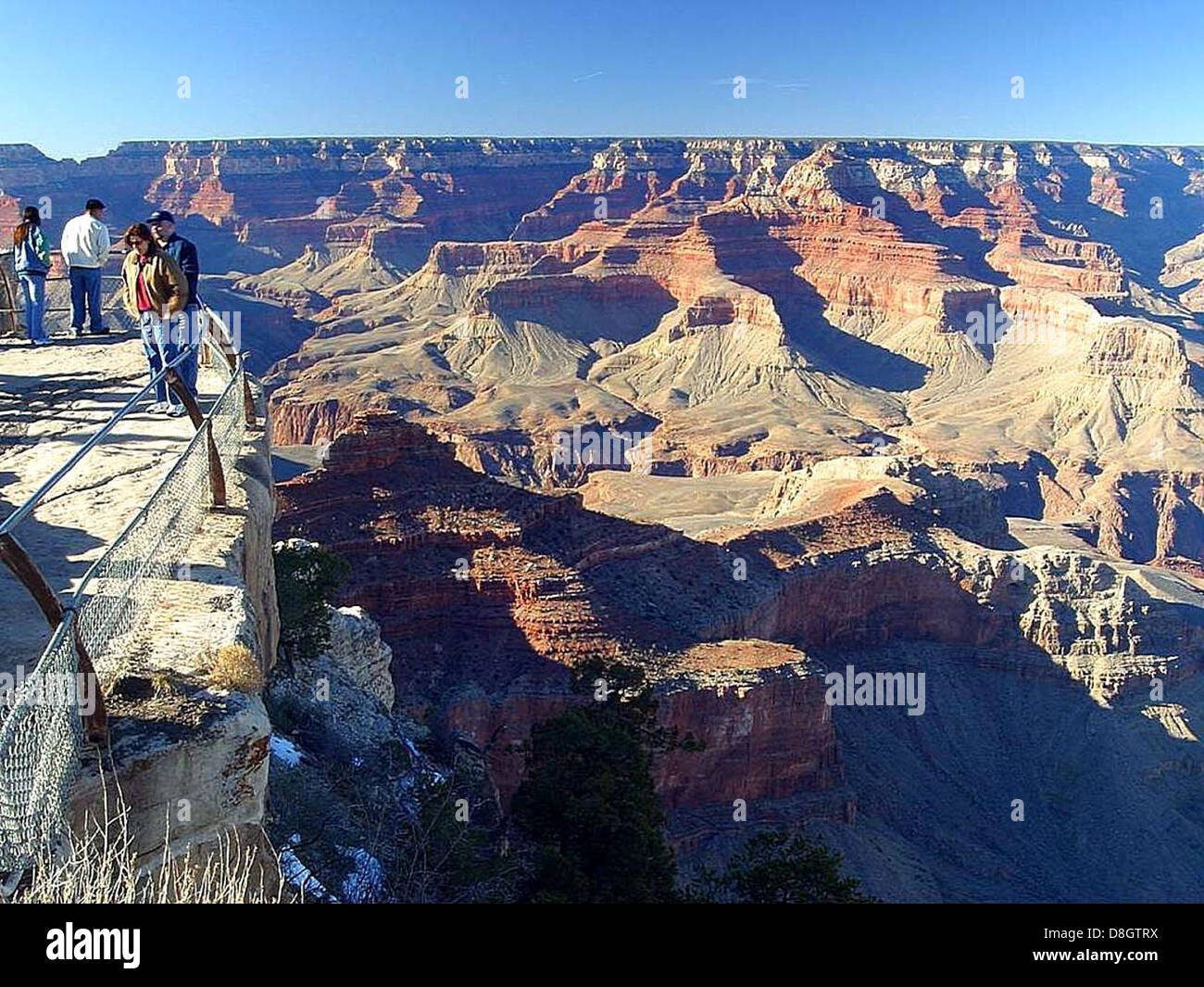 A wide view from an overlook, looking out over a canyon landscape. The ...