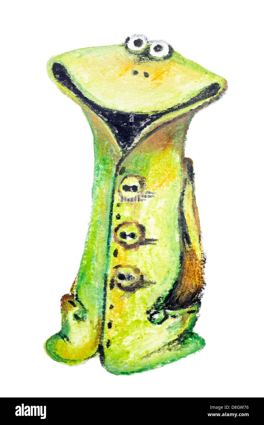 The ridiculous smiling abstract Fool Frog isolated- handmade watercolor ...