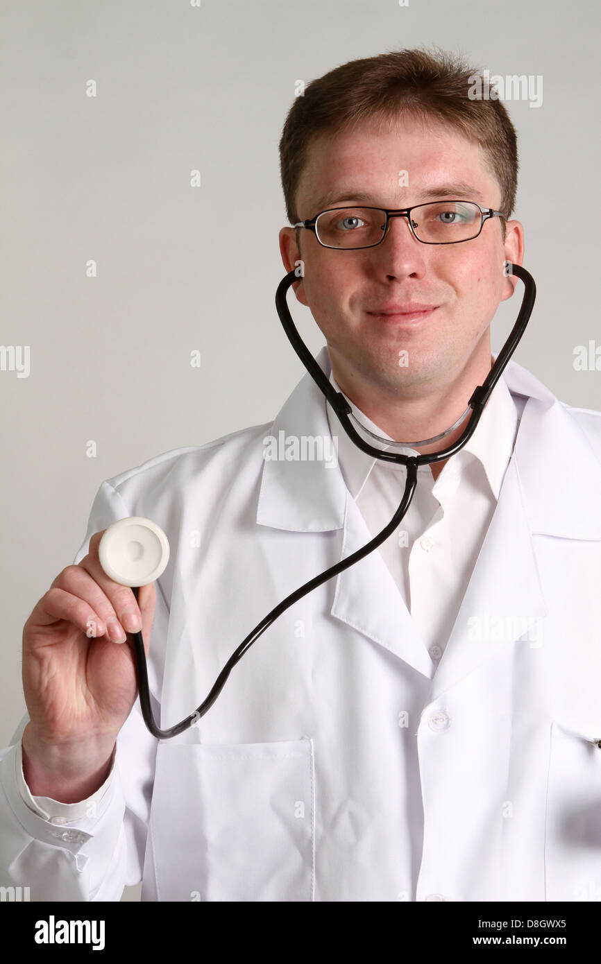 young male doctor portrait, isolated on white background Stock Photo ...