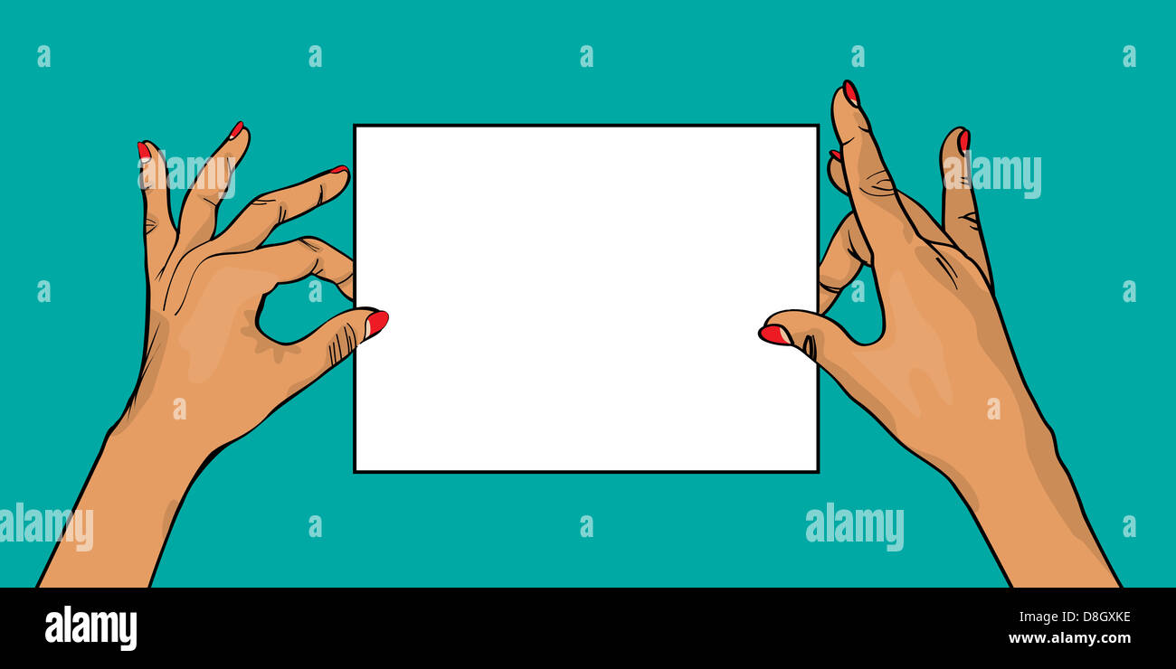 Hands holding banner Stock Photo - Alamy