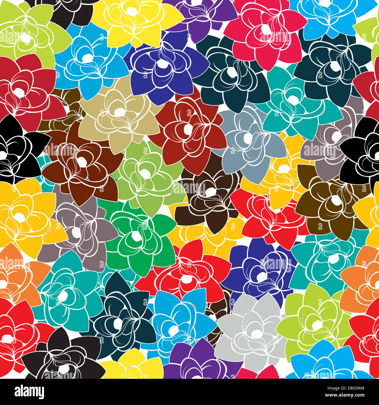 Seamless floral hippie design Stock Photo - Alamy