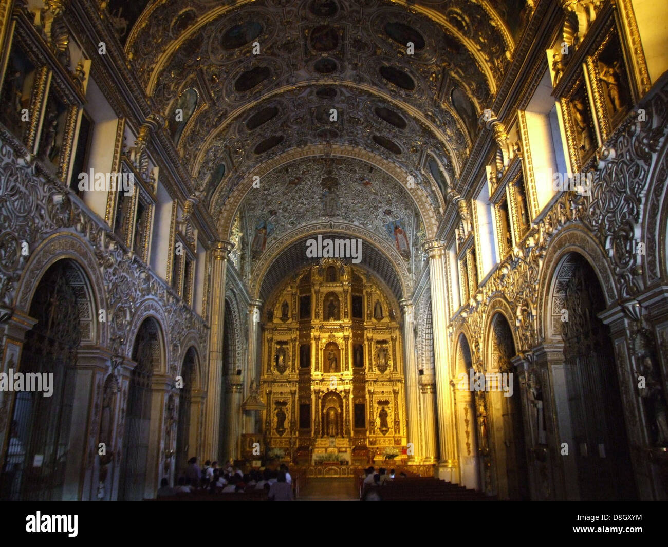 The interior of a church showcasing its architecture, stained glass ...
