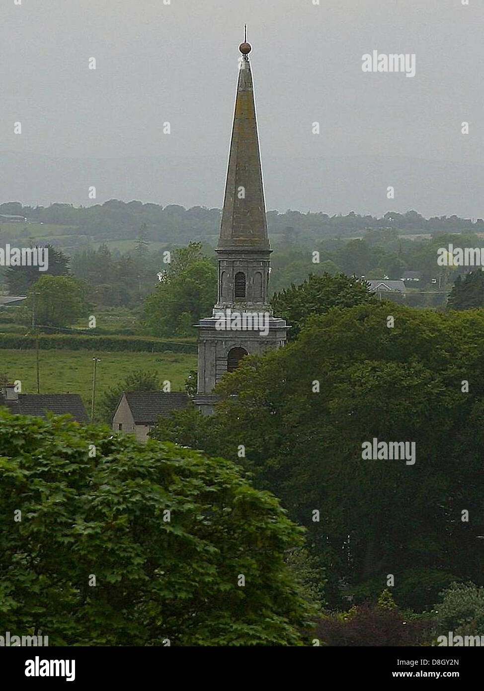 The church towers stand tall in the distance, visible against the ...