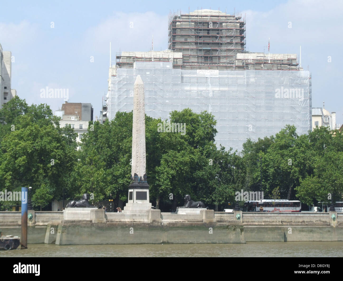 Cleopatra's Needle, an ancient Egyptian obelisk, stands tall in a ...