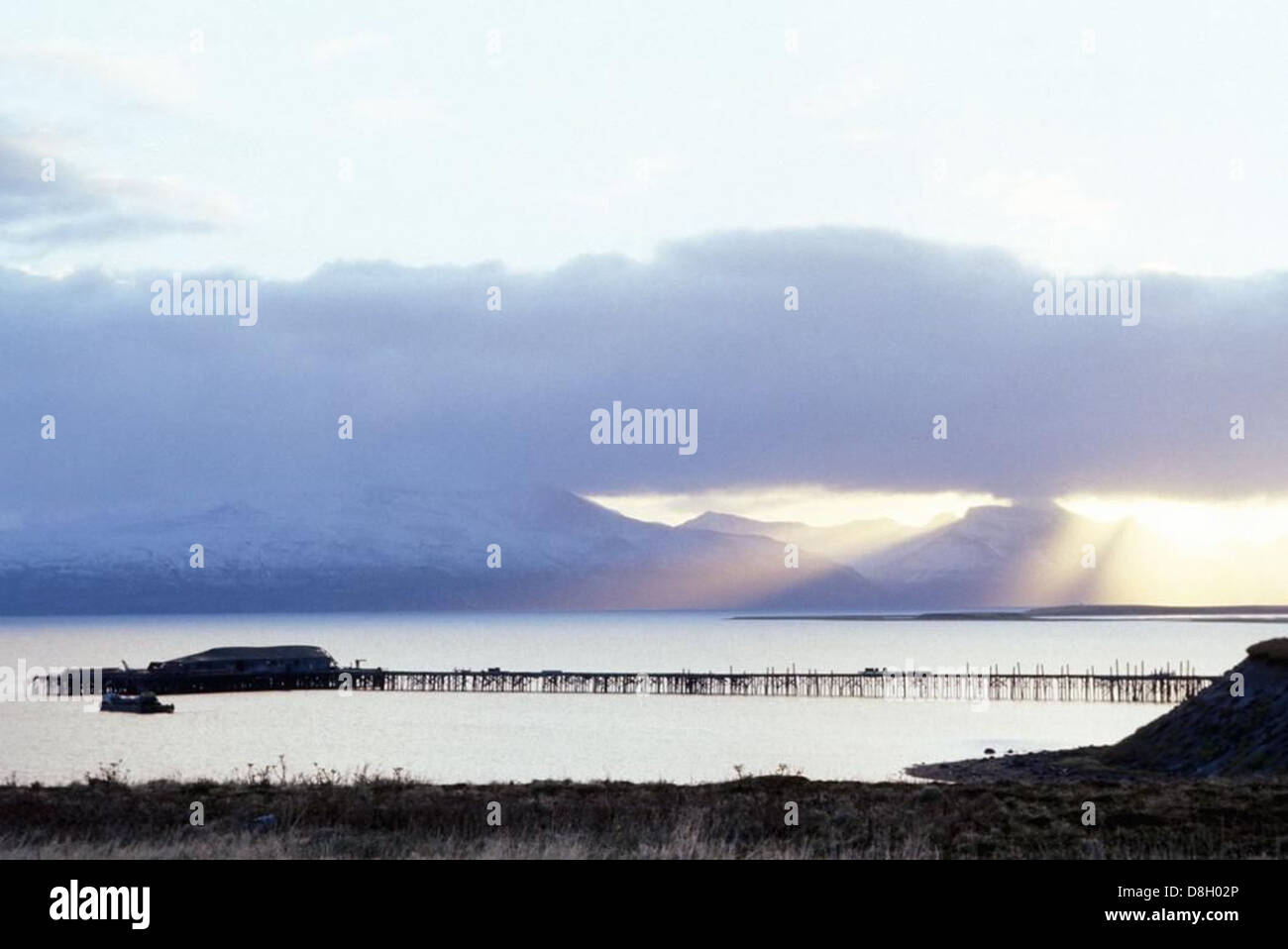 Cold Bay is a natural harbor located in Alaska, featuring a large pier ...