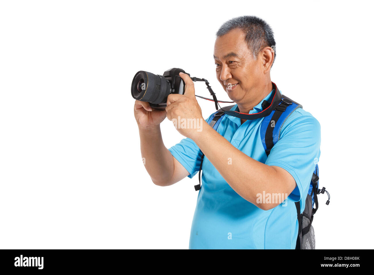 Old man holding camera Stock Photo - Alamy
