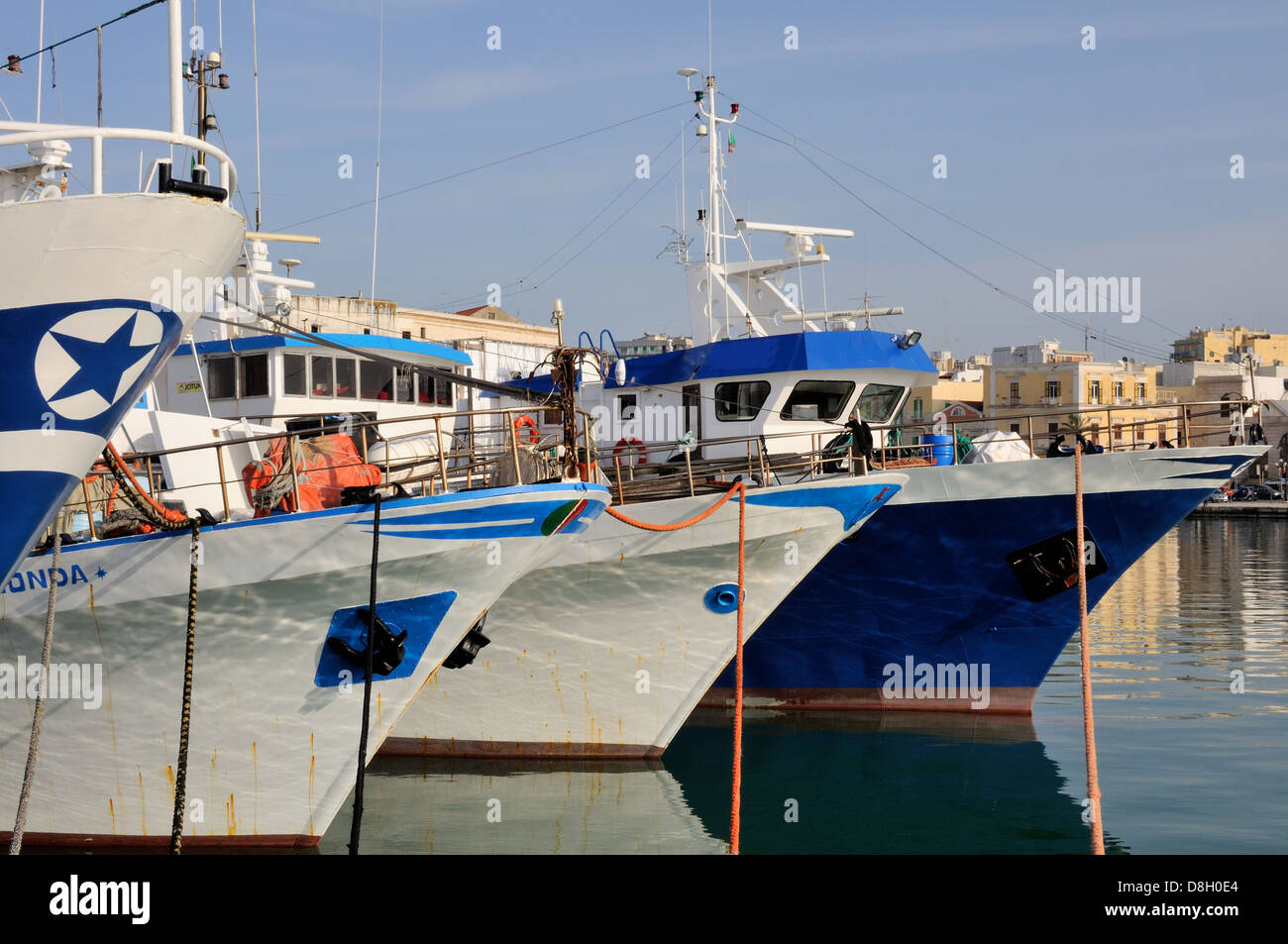 motor boats anchored in port Stock Photo - Alamy