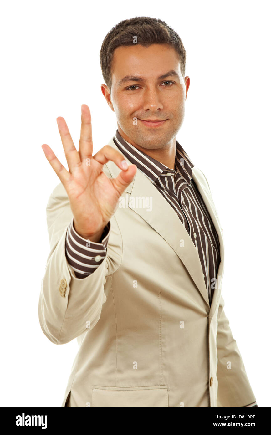 happy young man winning, isolated on white Stock Photo - Alamy