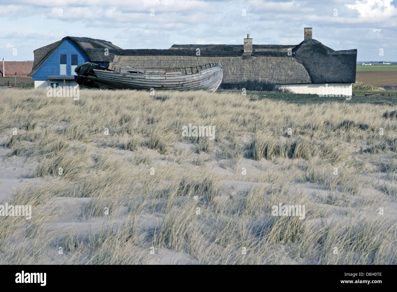 Farm, boat hull, dunes Stock Photo - Alamy