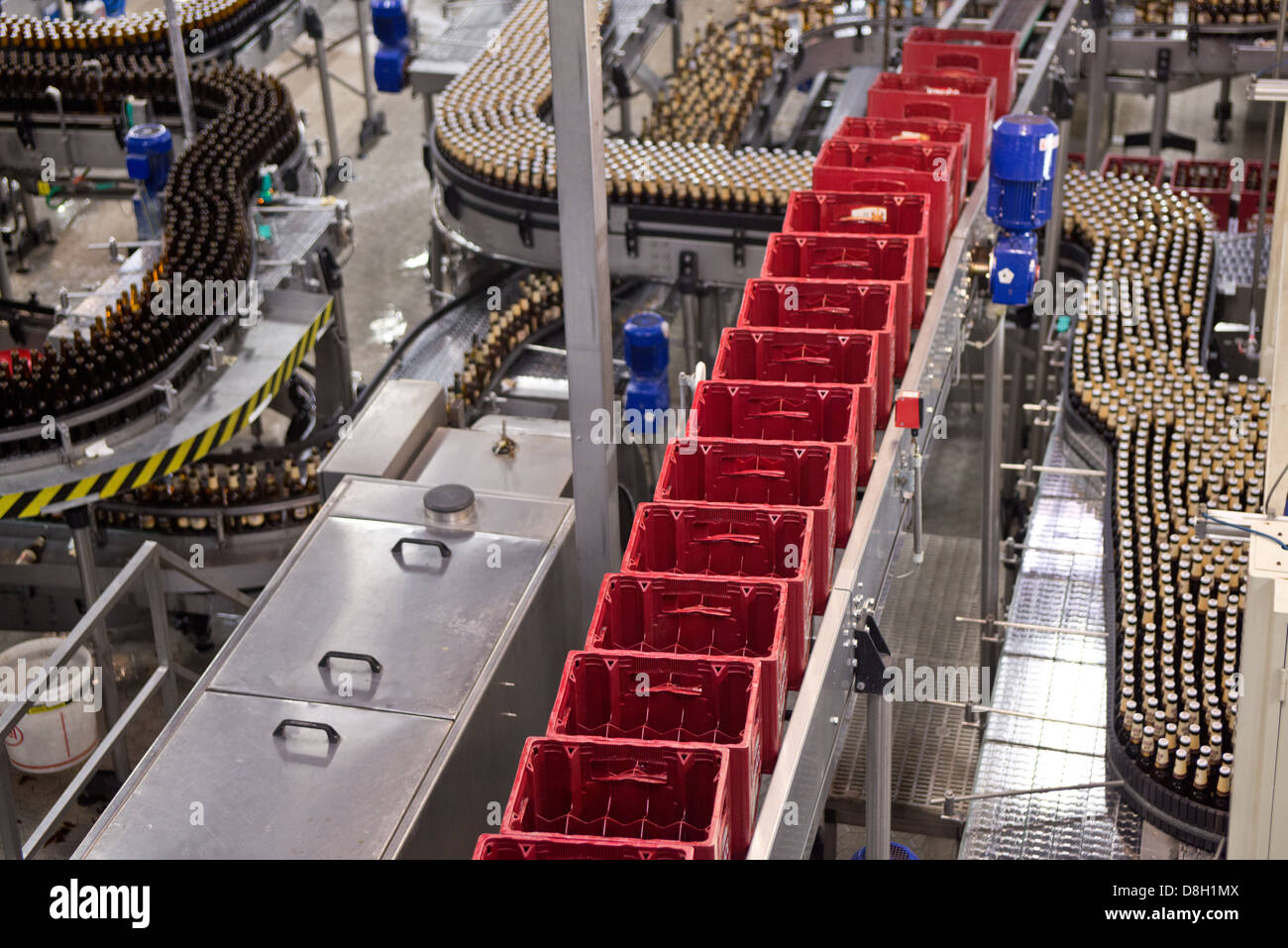 manufacturing belt in Krusovice brewery Stock Photo - Alamy