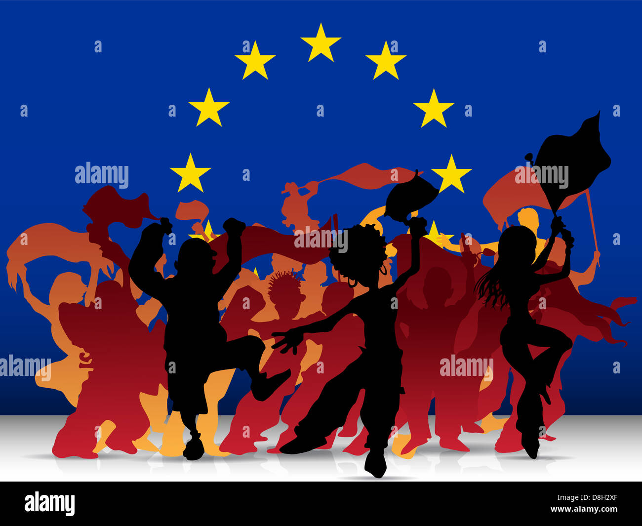 Vector - Europe Sport Fan Crowd with Flag Stock Photo - Alamy